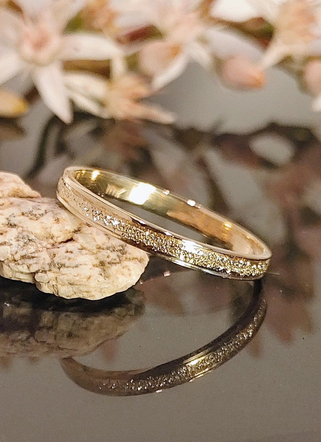 Stardust Ring, 14k/10k Solid Gold Wedding Bands, Handmade Gold Ring ...