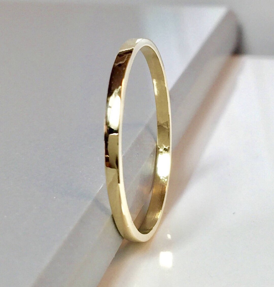Simple 10k Solid Gold Band, 1.5mm Plain Gold Band, Pinky Ring ...