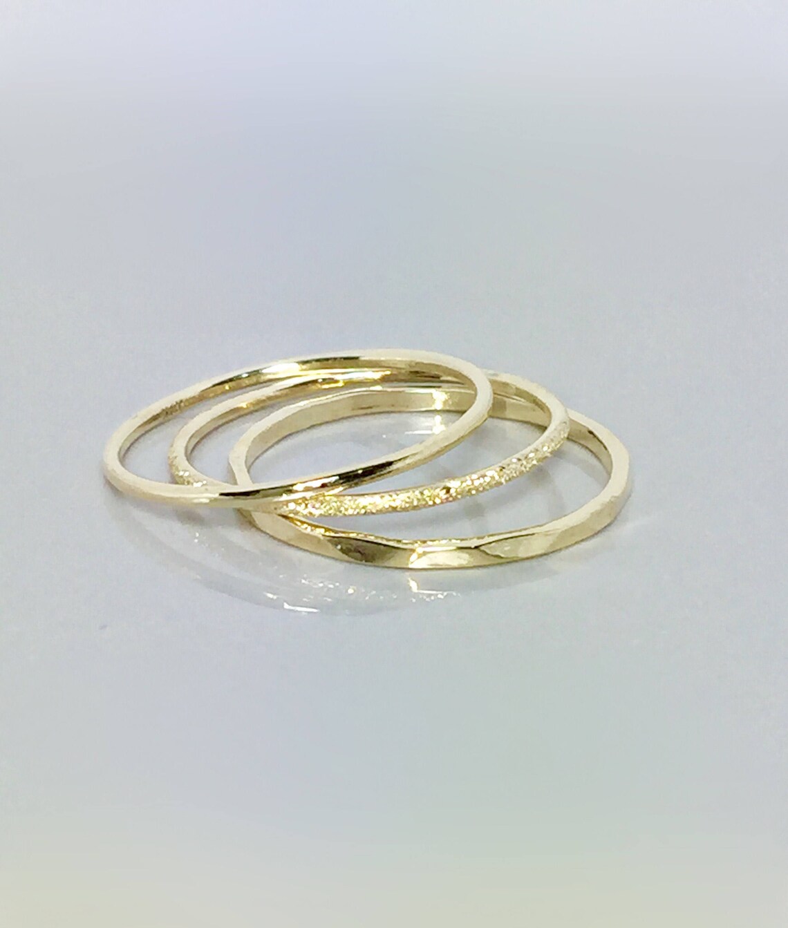 3 Ring Set 14k 10k Solid Gold Stacking Ring Set Pinky - Etsy