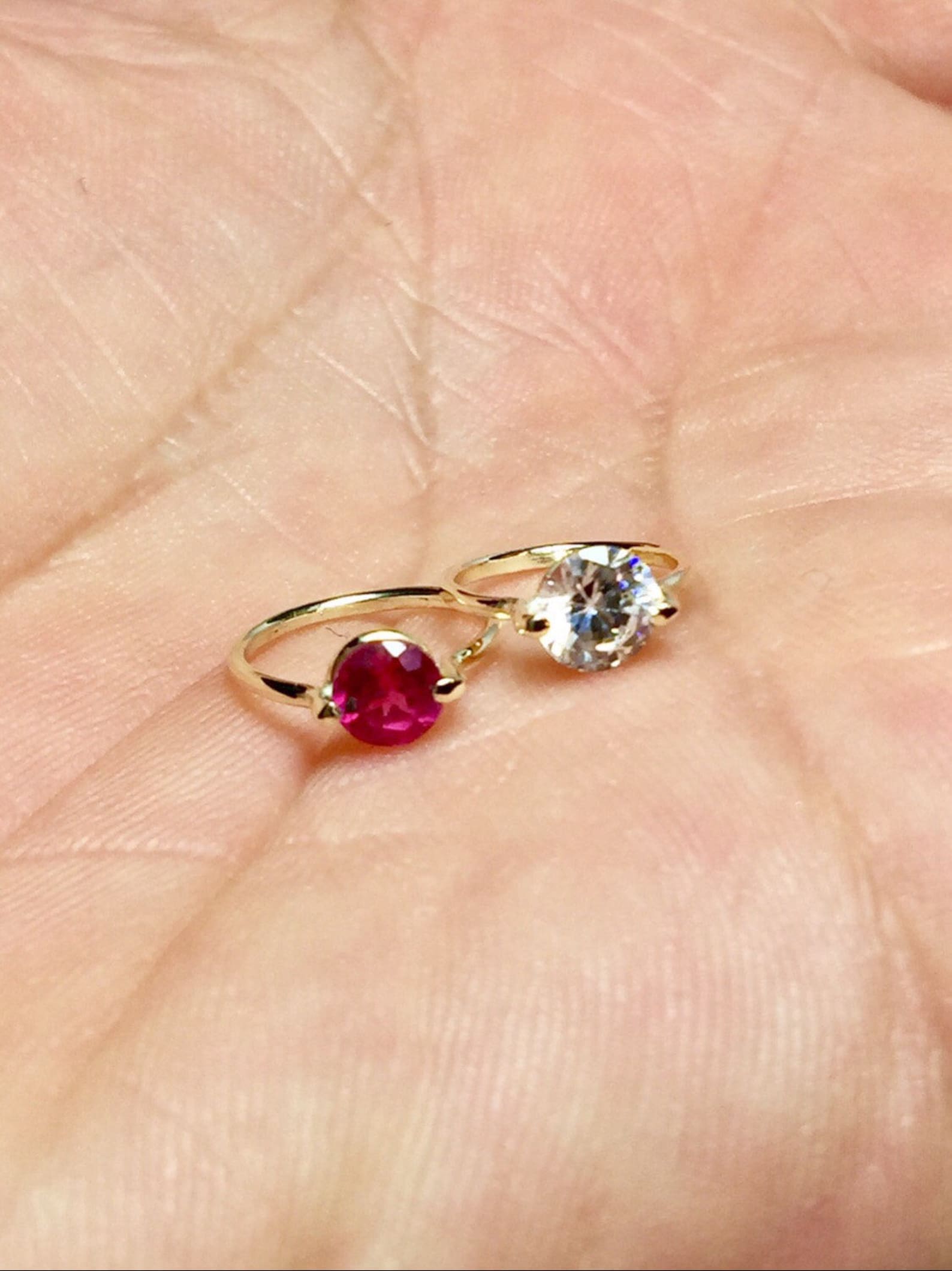 14k 10k Solid Gold Baby Ring - Birthstone Ring Charms - 14k Tiny Baby ...