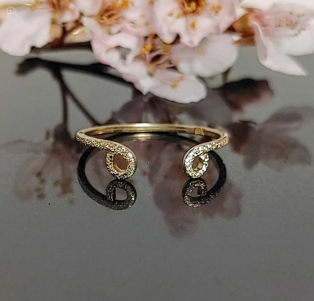 Stardust Cuff Ring, 14k 10k Gold, Gold Pinky Ring Midi Ring, Cuff ...