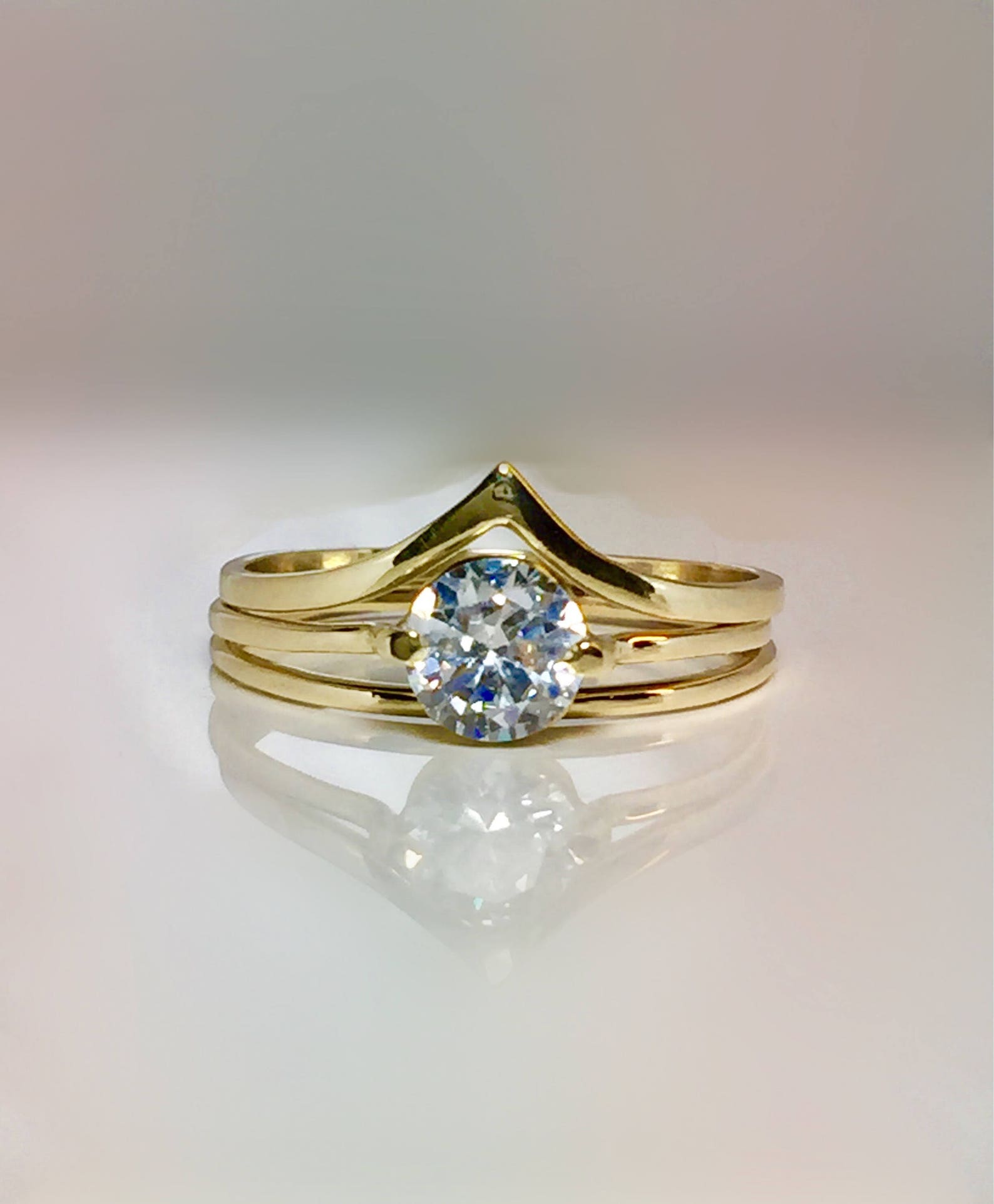 SALE 3PC Set 14k 10k Gold Ladies Wedding Promise Ring Gold - Etsy