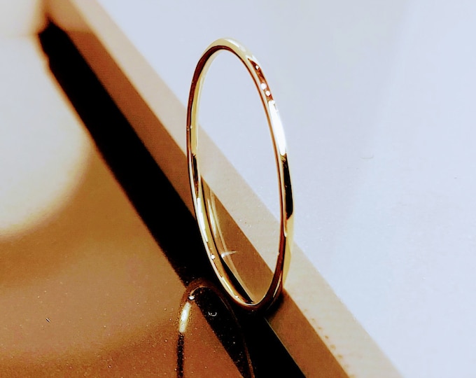 1mm 14k 10k Real Solid Gold Rings - Thin Gold Wedding Band - Pinky Ring Gold - Knuckle Rings ...