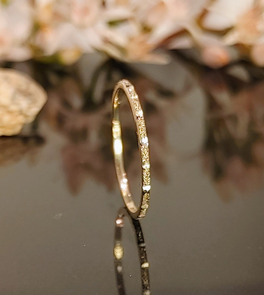 Solid 10k Gold Ring, Stardust Ring, 10k Solid Gold Diamond Cut Ring ...