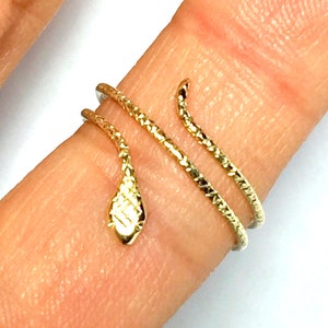 14k 10k Solid Gold Snake Ring - Baby Snake Ring - Tiny Snake Ring - Dainty Snake Ring - Wrap ...