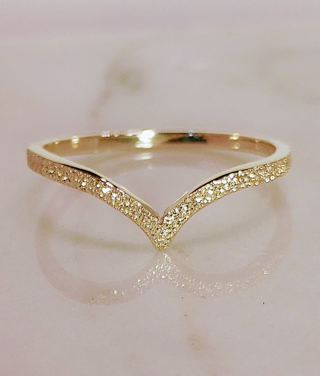 Stardust Ring, 14k/10k Solid Gold V Chevron Ring, Handmade Gold Ring ...