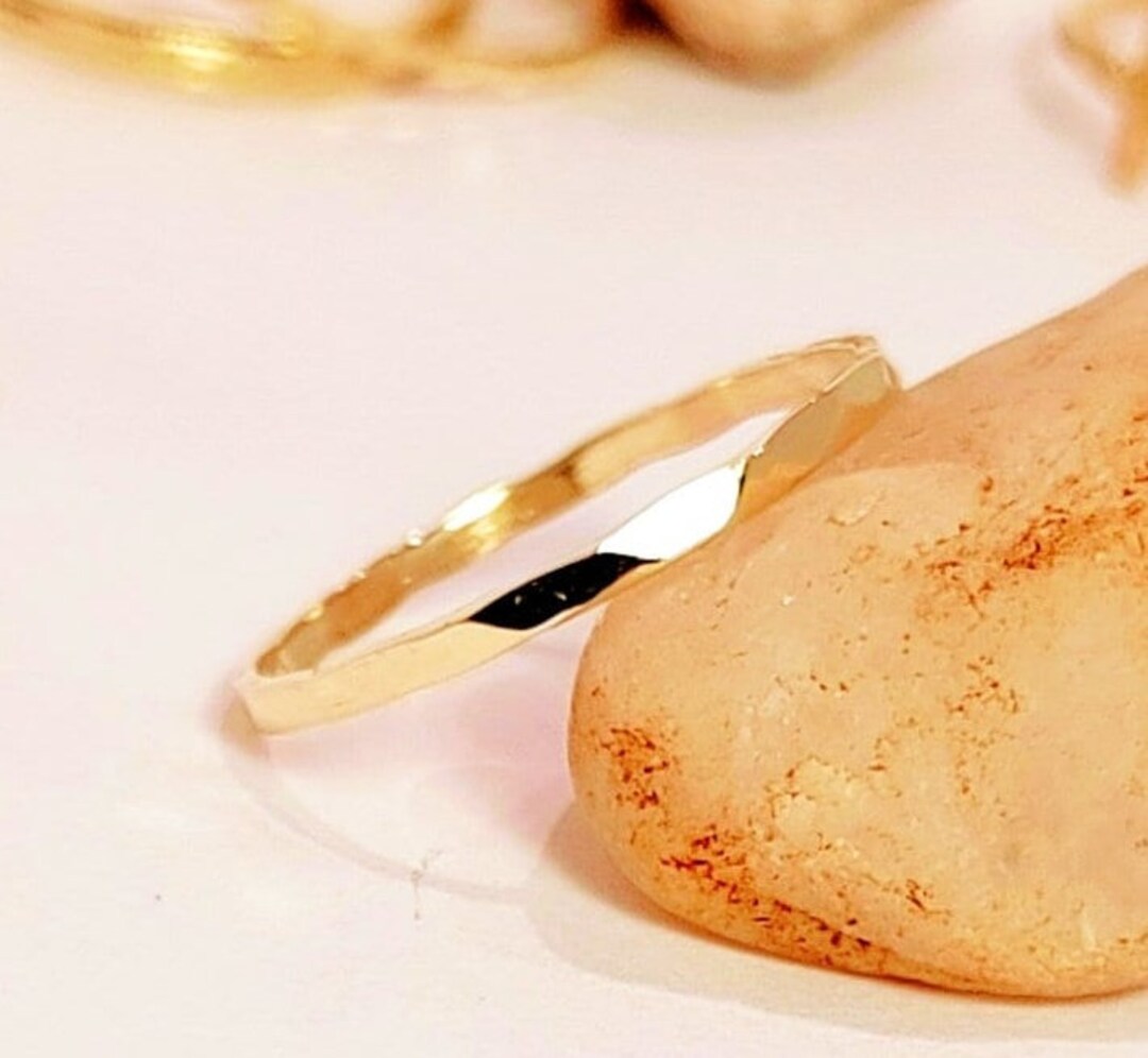 Hammered 14k 10k Gold Ring Faceted Gold Ring Gold Knuckle Ring Gold ...