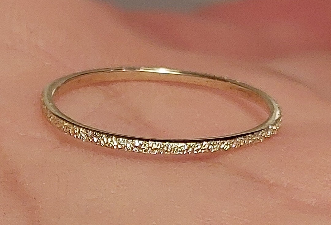 14k/10k Solid Gold Stardust Ring Thin Gold Ring Gold Pinky - Etsy