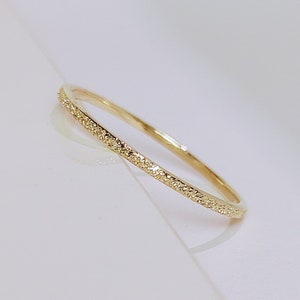 14k/10k Solid Gold Stardust Ring - Thin Gold Ring - Gold Pinky Ring - Bridesmaid Ring Gold ...