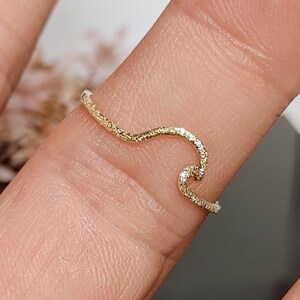 14k/10k Real Solid Gold Baby Wave Ring - Gold Surf Ring - Minimalist Gold Ring - Gold Ocean ...