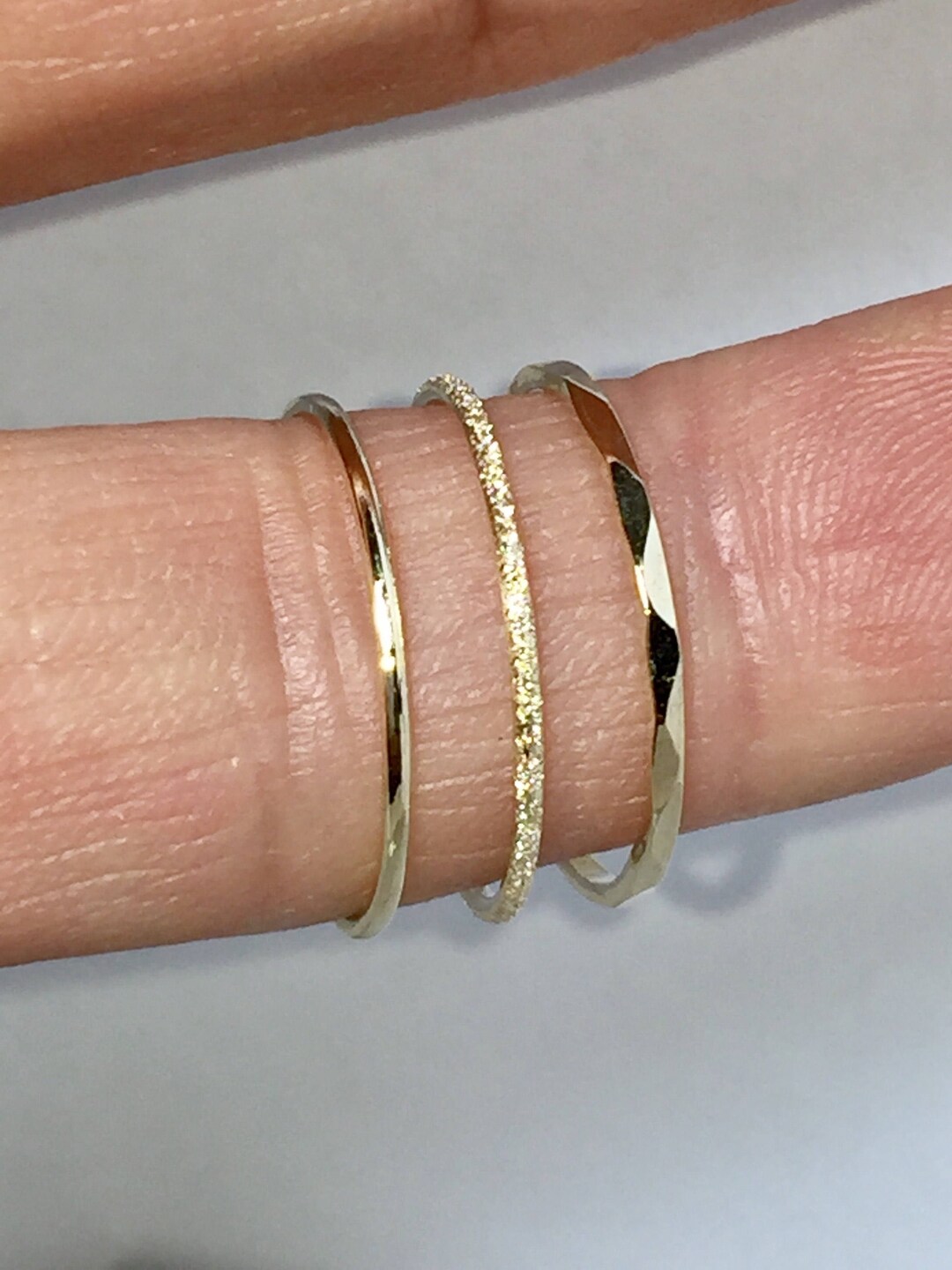 3 Ring Set 14k 10k Solid Gold - Stacking Ring Set - Pinky Rings for ...