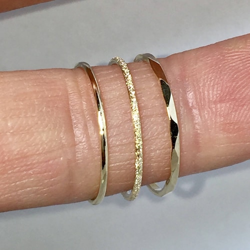 SALE 14k 10k Solid Gold Band Gold Midi Rings Gold Stacking - Etsy