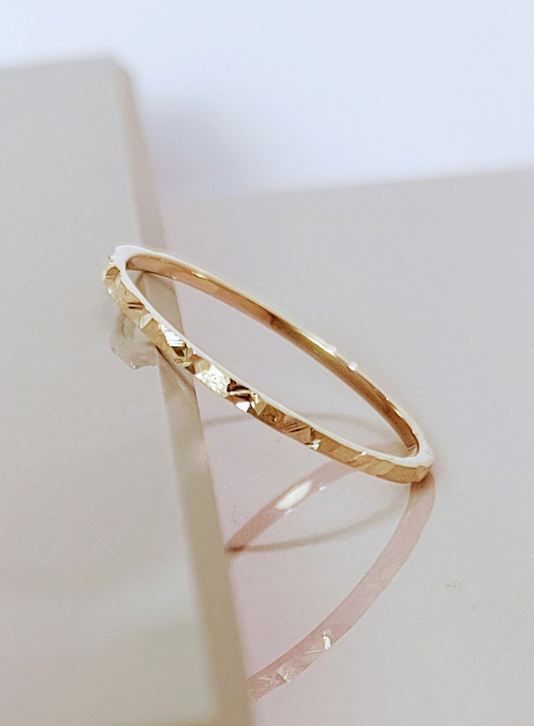 Gold Nugget 14k/10k Solid Gold Diamond Cut Stacking Ring - Gold Midi ...