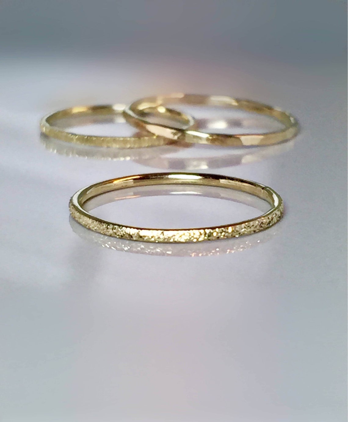 SALE 14k/10k Solid Gold Stacking Rings Pinky Rings for Women - Etsy
