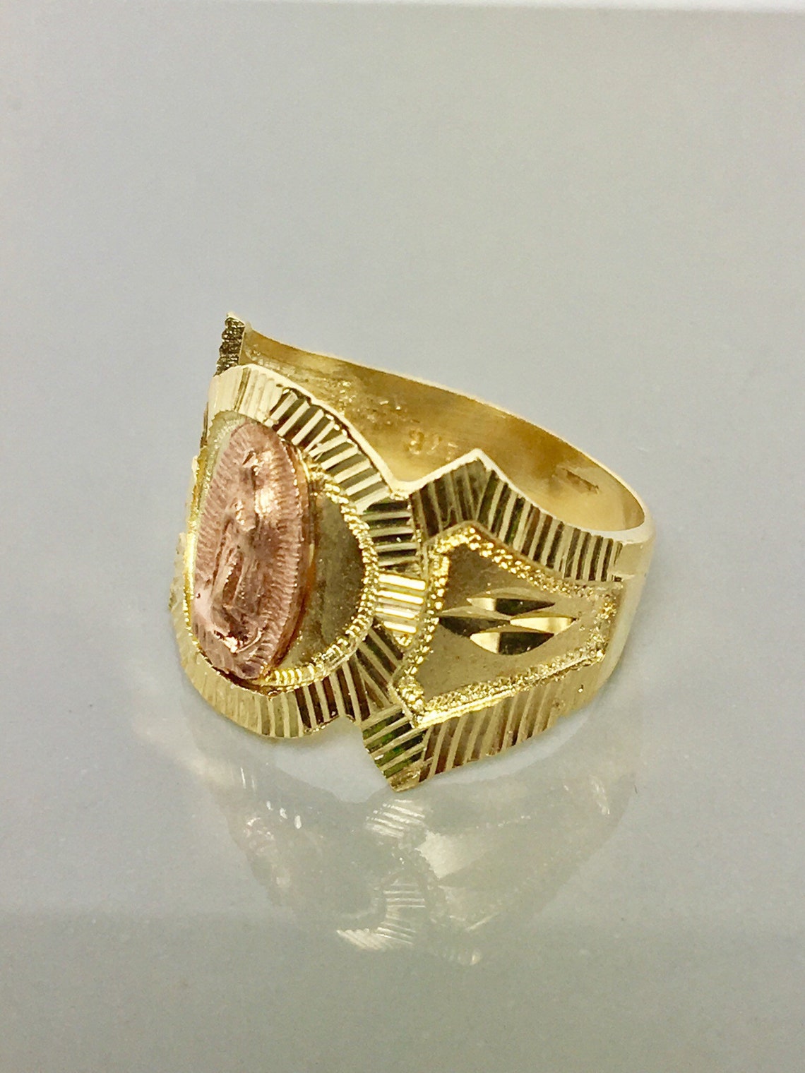 Solid Coin Face Gold Ring/ Mother Mary Gold Ring/ Virgin Mary - Etsy