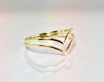 SALE 14k 10k Solid Gold Ladies Elegant V Chevron Ring - Etsy