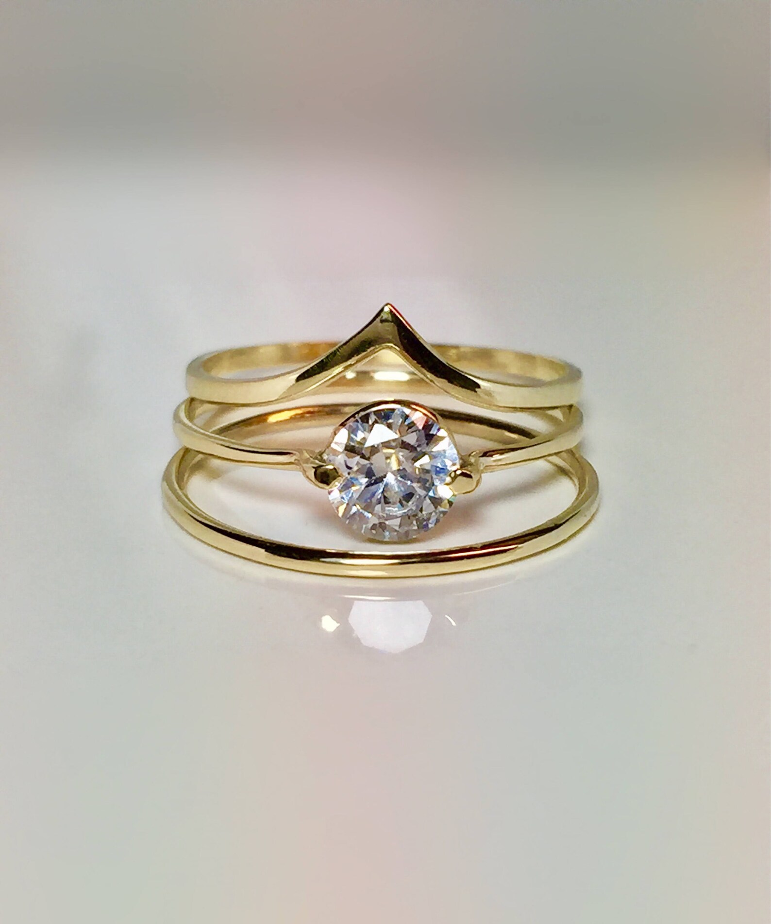 SALE 3PC Set 14k 10k Gold Ladies Wedding Promise Ring Gold - Etsy