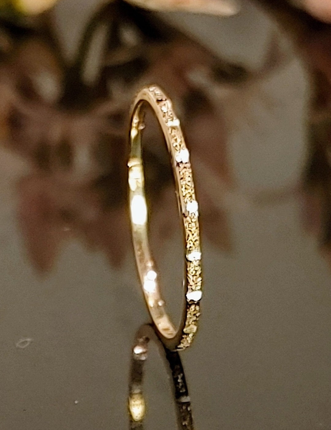 Solid 14k Gold Ring, Stardust Ring, 10k/14k Solid Gold Diamond Cut Ring ...