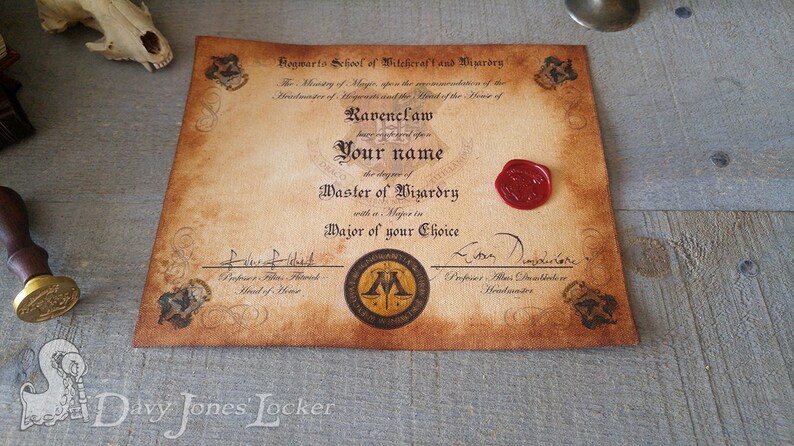 Personalized Wizard certificate/diploma HP Witchcraft | Etsy
