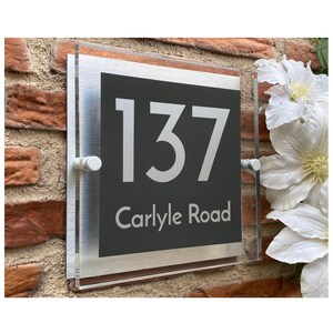 Anthracite Gray Square Modern House Number Door Sign 190 Mm X 190 Mm ...