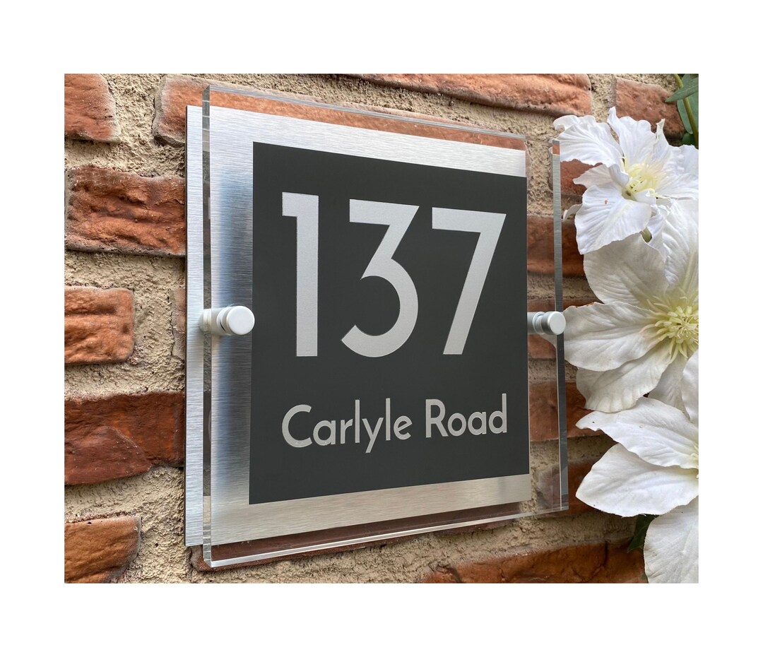 Anthracite Gray Square Modern House Number Door Sign 190 Mm X 190 Mm ...