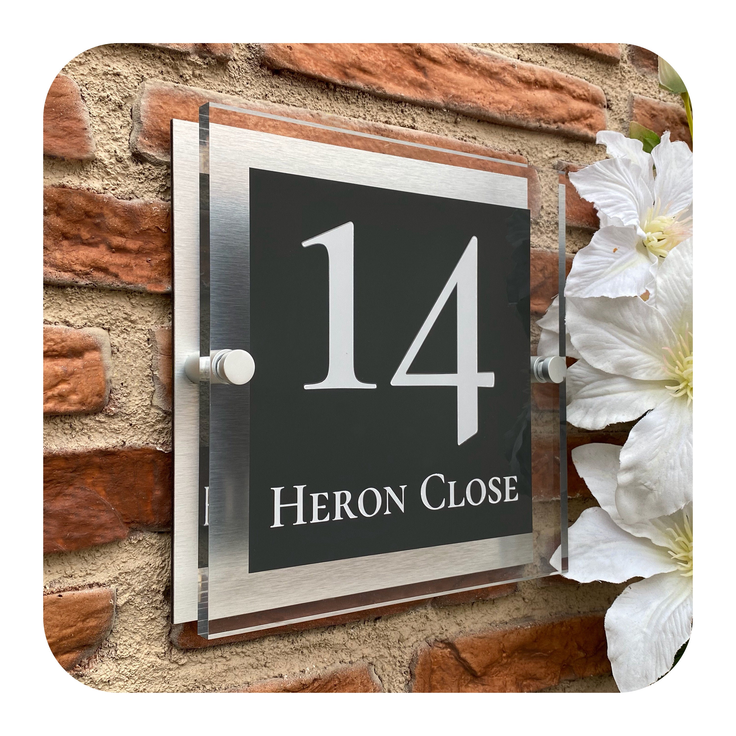 Modern Personalised Home Door Address Wall Plaque Sign Block | Etsy