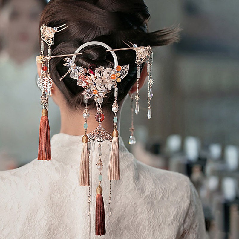 Modern Jewelry Series Chinese Style Red Hair Pin and Jewellery - Etsy