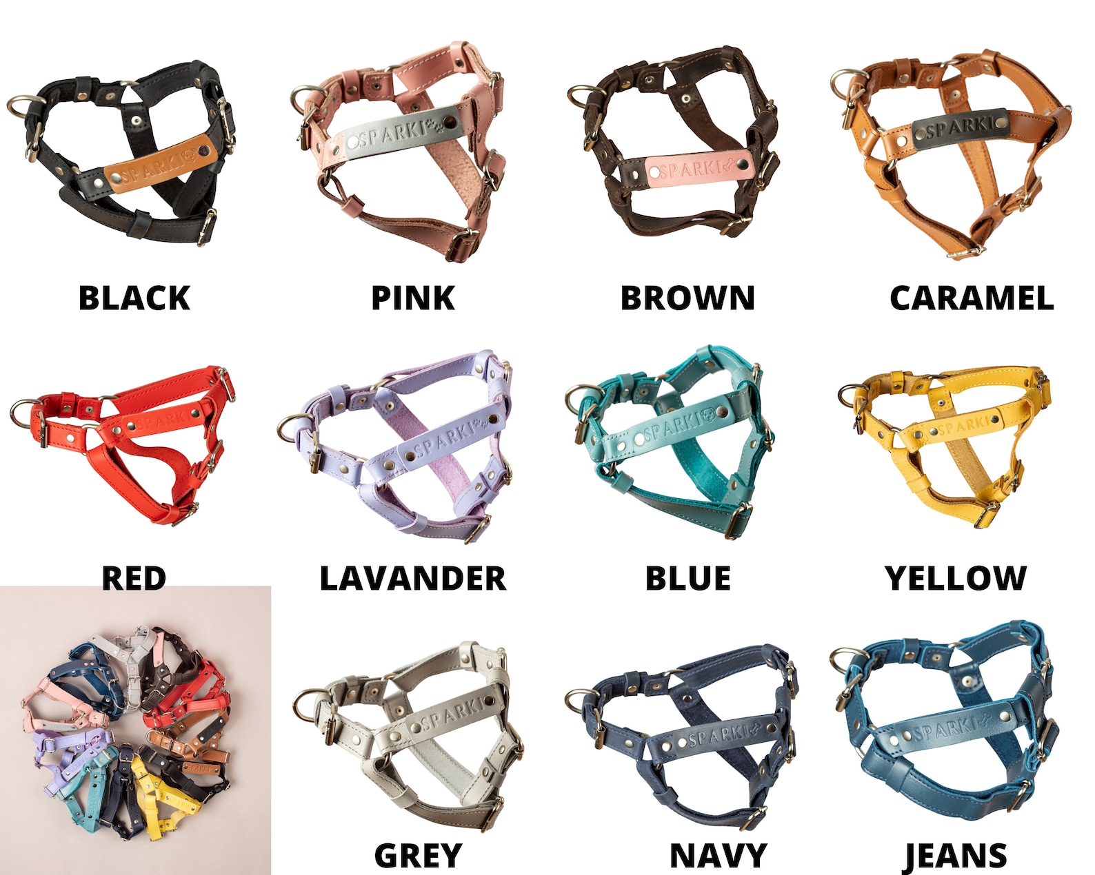 Leather Dog Harness Personalized Dog Harness and Leash Set Small Medium ...