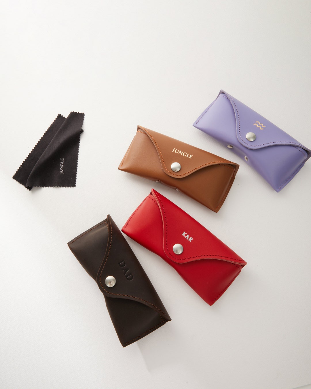 Custom Leather Glasses Box With Secure Snap Closure, Monogrammed ...