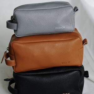 Customizable Leather Travel Kit, Monogrammed Unisex Toiletry Bag ...