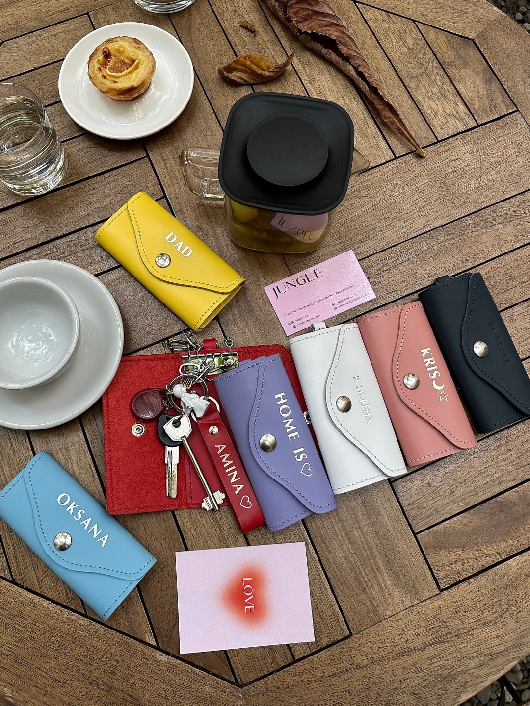 Personalized Leather Key Holder, Custom Name Engraved Key Case, Genuine ...