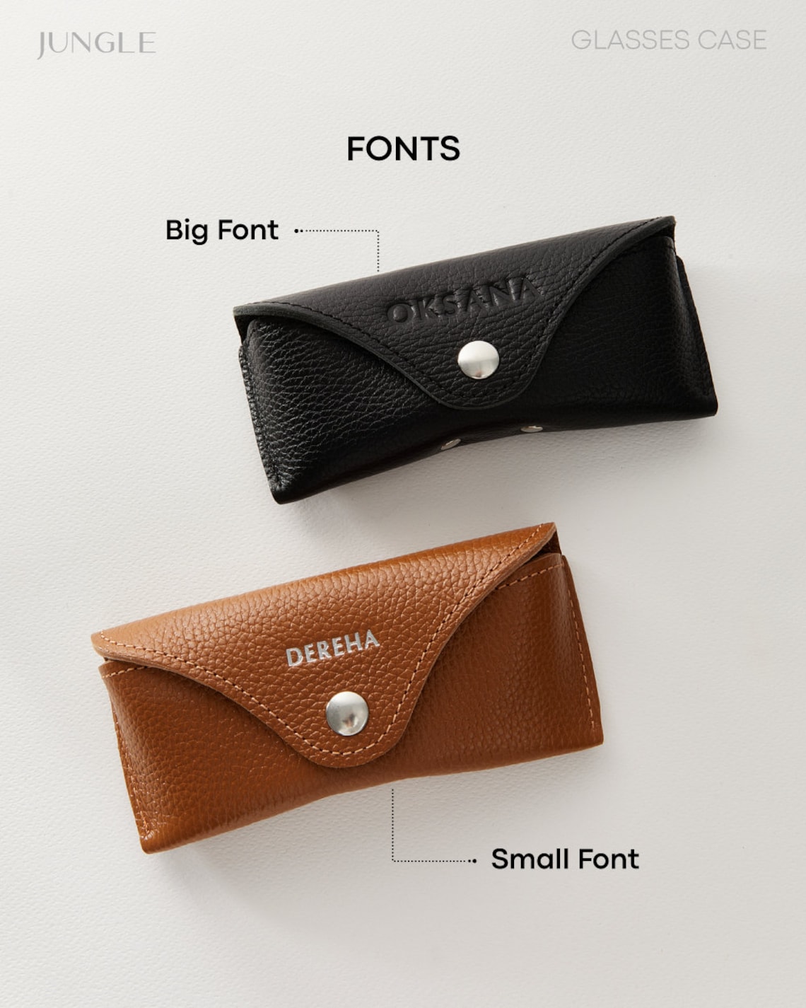 Custom Leather Glasses Box With Secure Snap Closure, Monogrammed ...