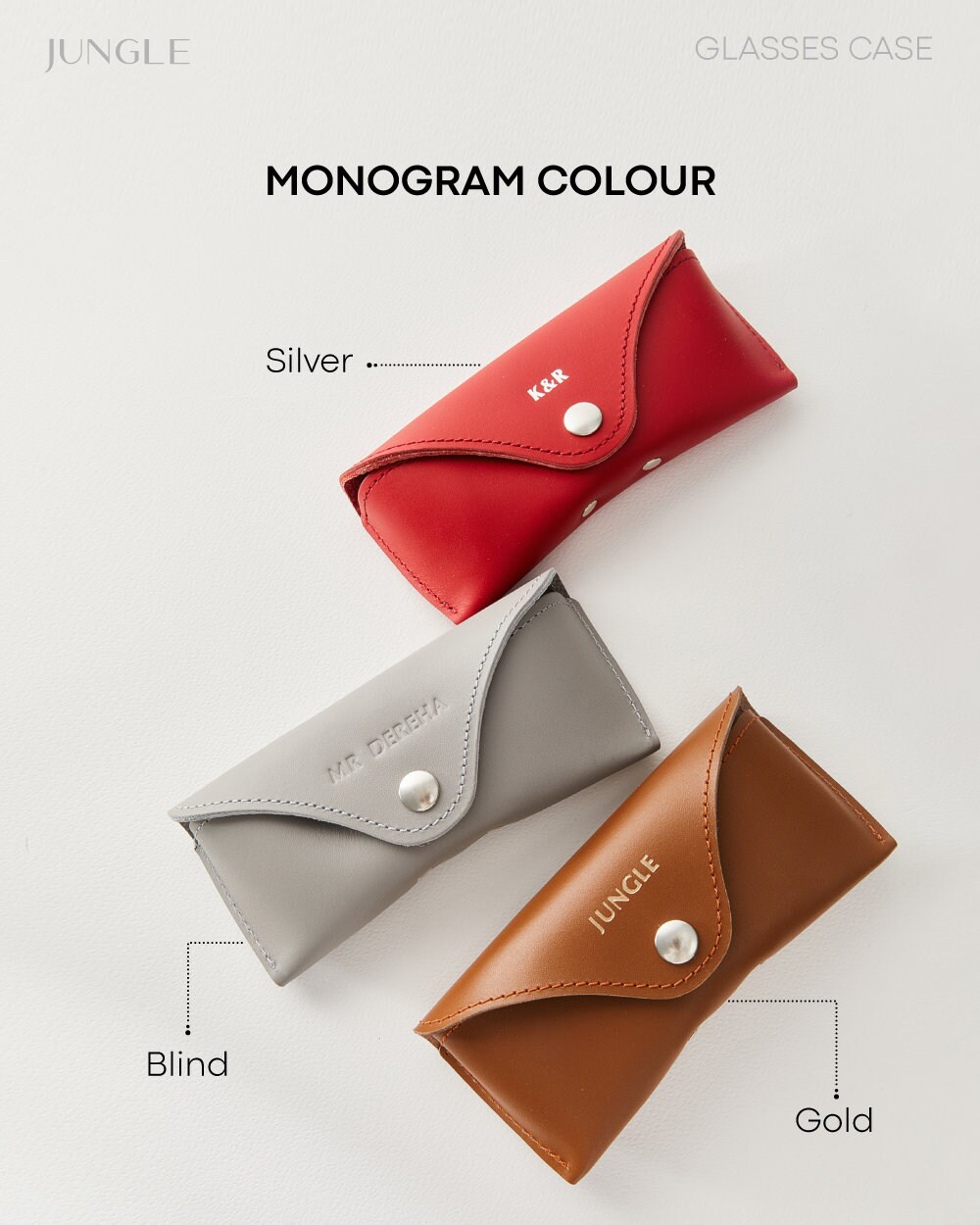 Custom Leather Glasses Box With Secure Snap Closure, Monogrammed ...