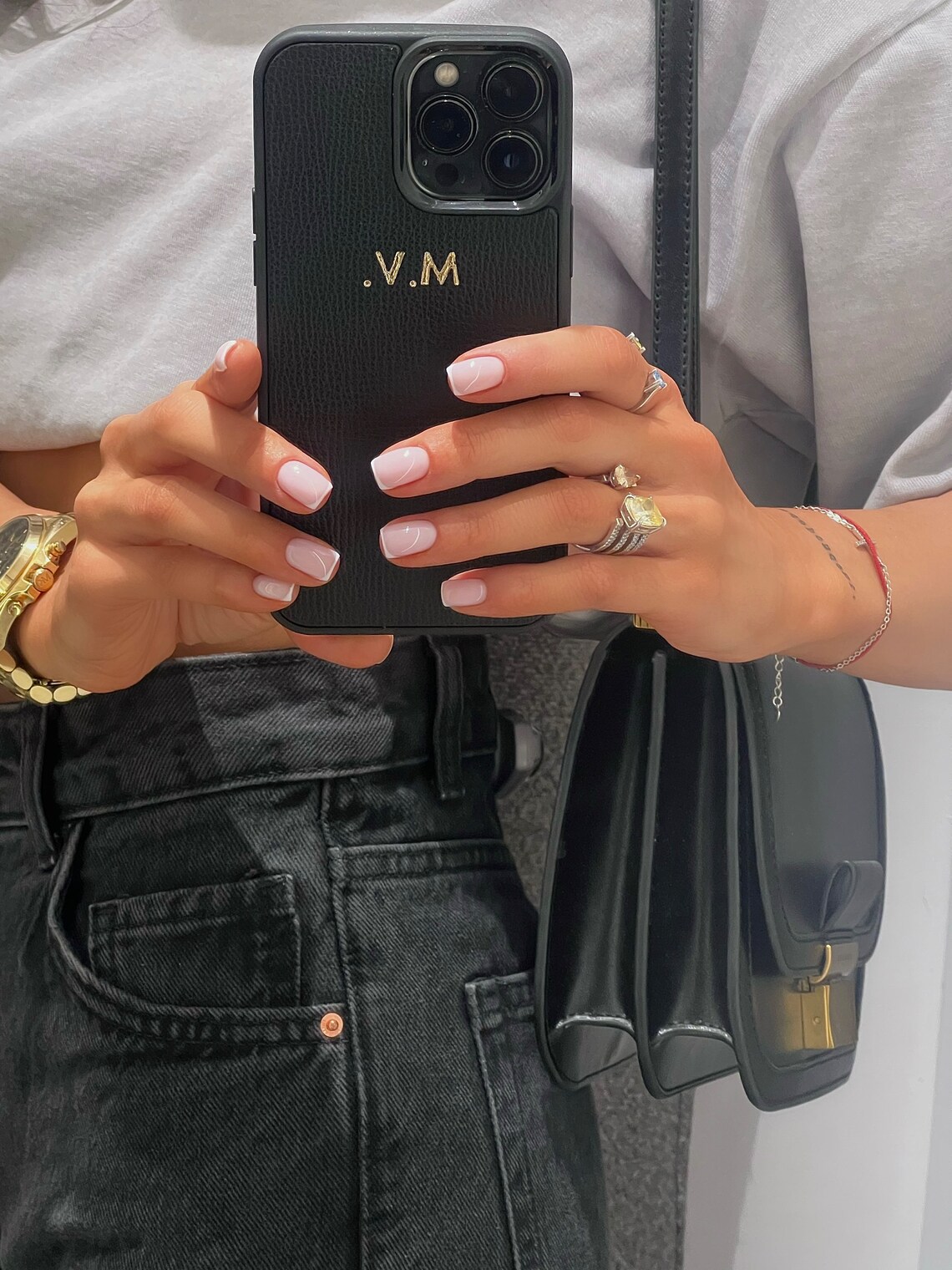 Personalized Black Leather iPhone Case With Custom Monogrammed Initials ...