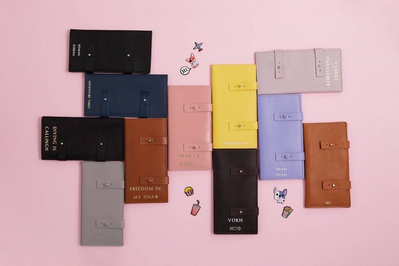 Personalized Family Travel Document Organizer, Monogrammed Leather ...