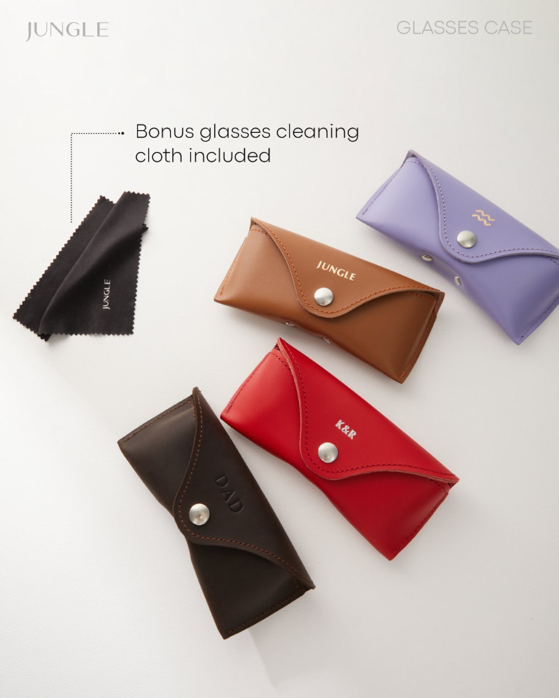 Custom Leather Glasses Box With Secure Snap Closure, Monogrammed ...