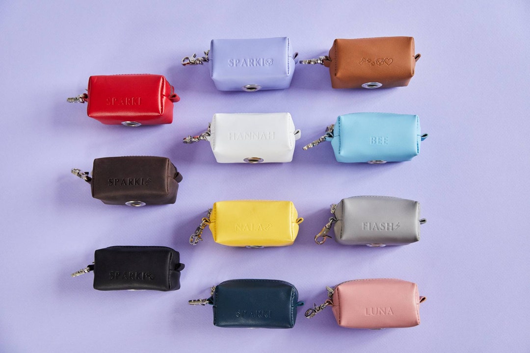 Personalized Leather Dog Poop Bag Holder, Dog Waste Bag Dispenser ...