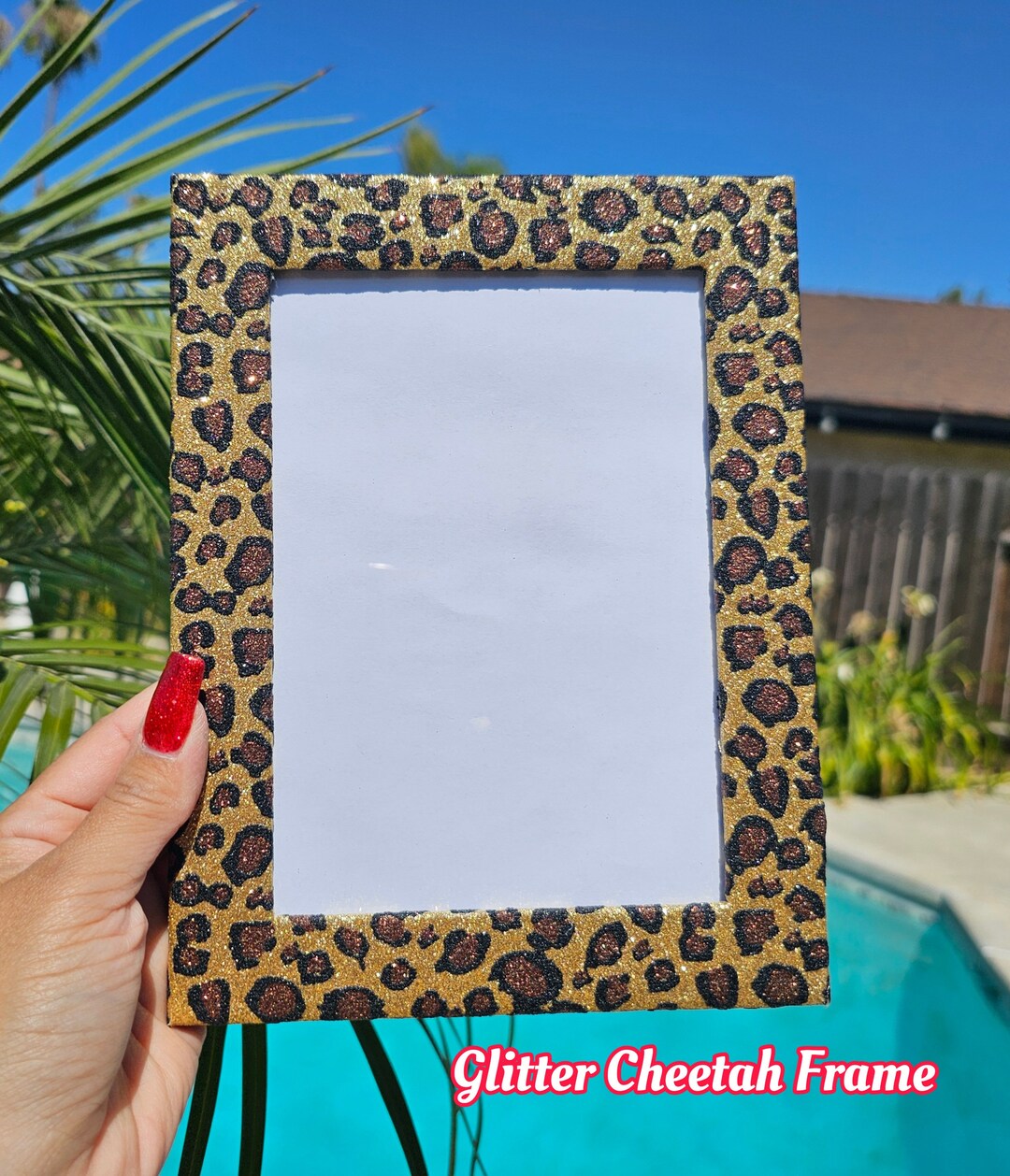 4x6 5x7 Glitter Cheetah Leopard Picture Frame Wrapped...plastic Glass ...