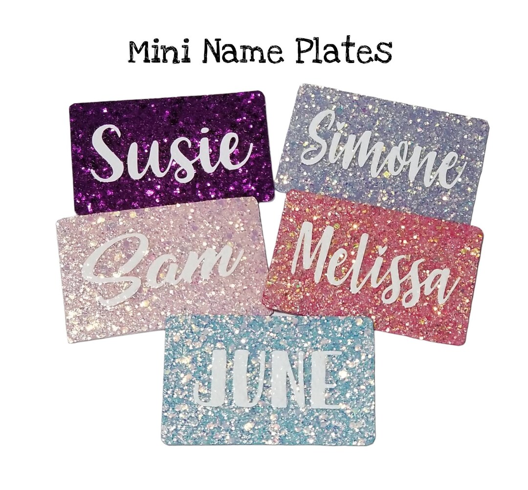 Mini Wall Name Plate 3x2 Gloss Sealed Glitter Refrigerator White Board ...