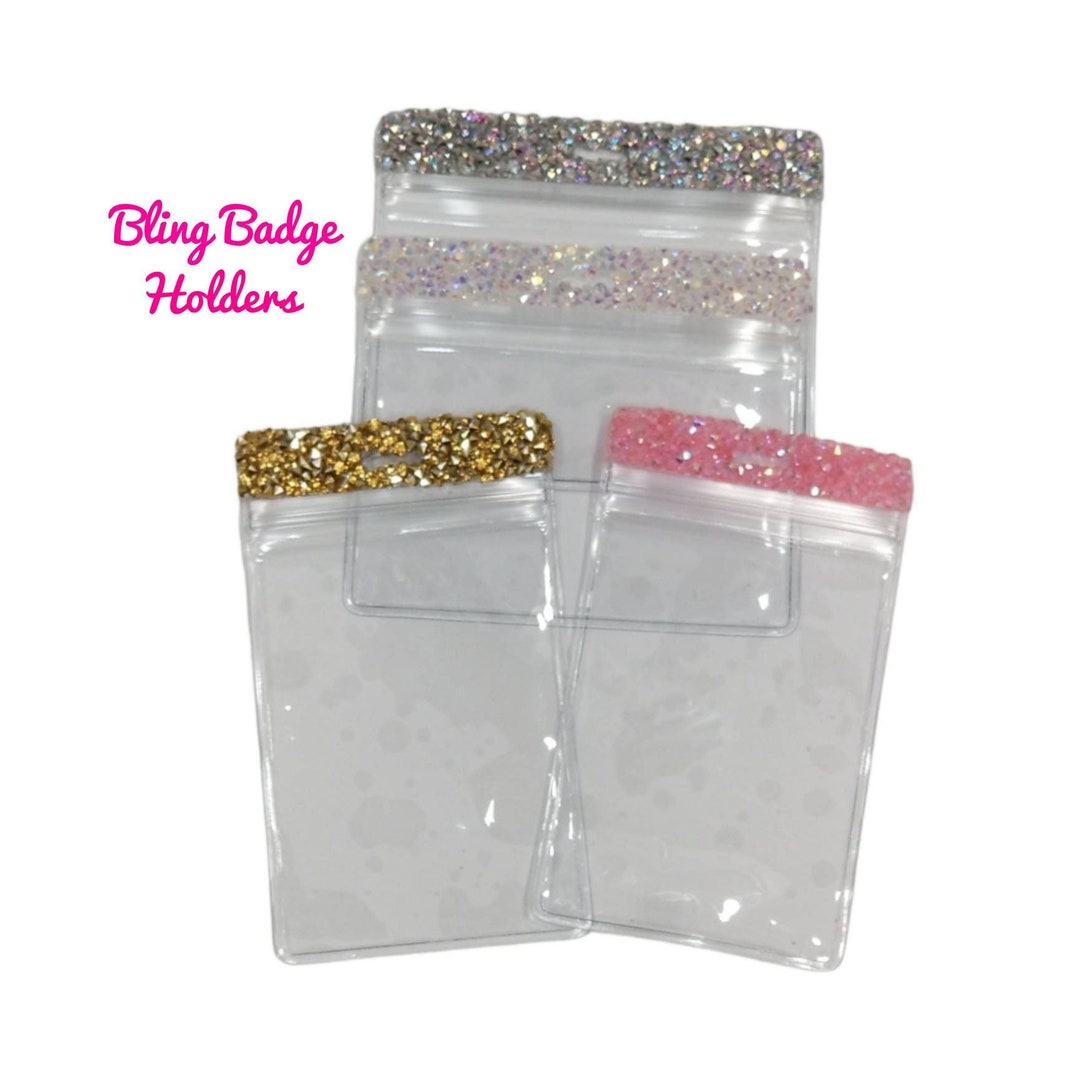 Super Bling Top Vertical Horizontal ID Badge Diamond Holder Card ...