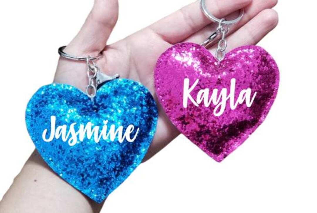 Glitter Heart Charm Keychain Hook Keyring Purse Bling Sparkle ...