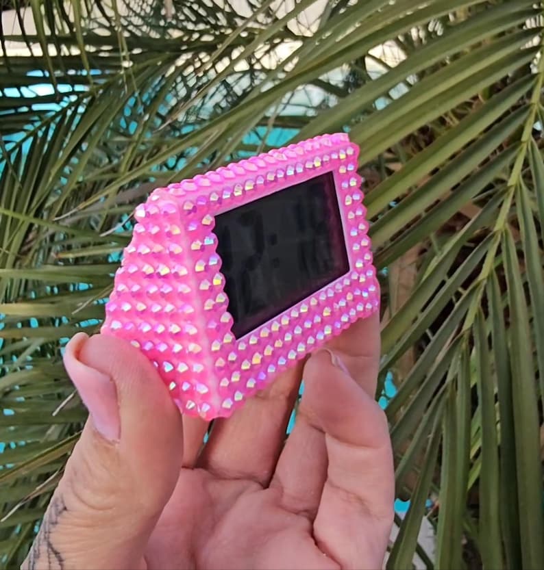 Pink Mini Tiny Digital Clock Standing Work Desk Decor Car Watch Work ...