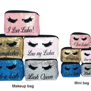 Sequin Glitter Makeup Bag Coin Purse Keychain Gift Set Idea Pink ...