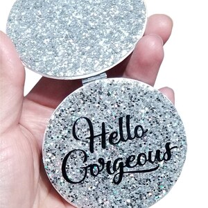 Glitter Compact Mirror Travel Size Gloss Sealed Sparkle - Etsy