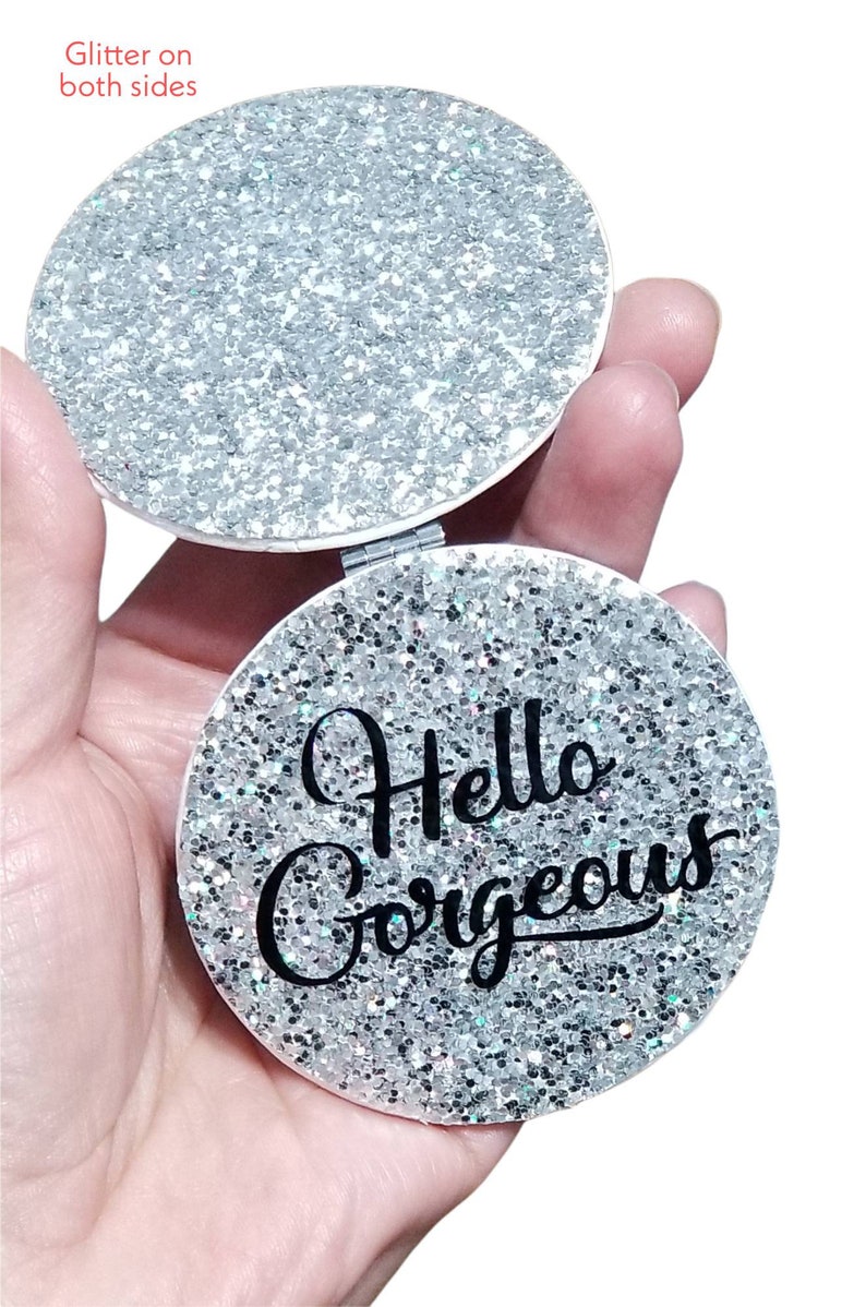 Glitter Compact Mirror Travel Size Gloss Sealed Sparkle - Etsy