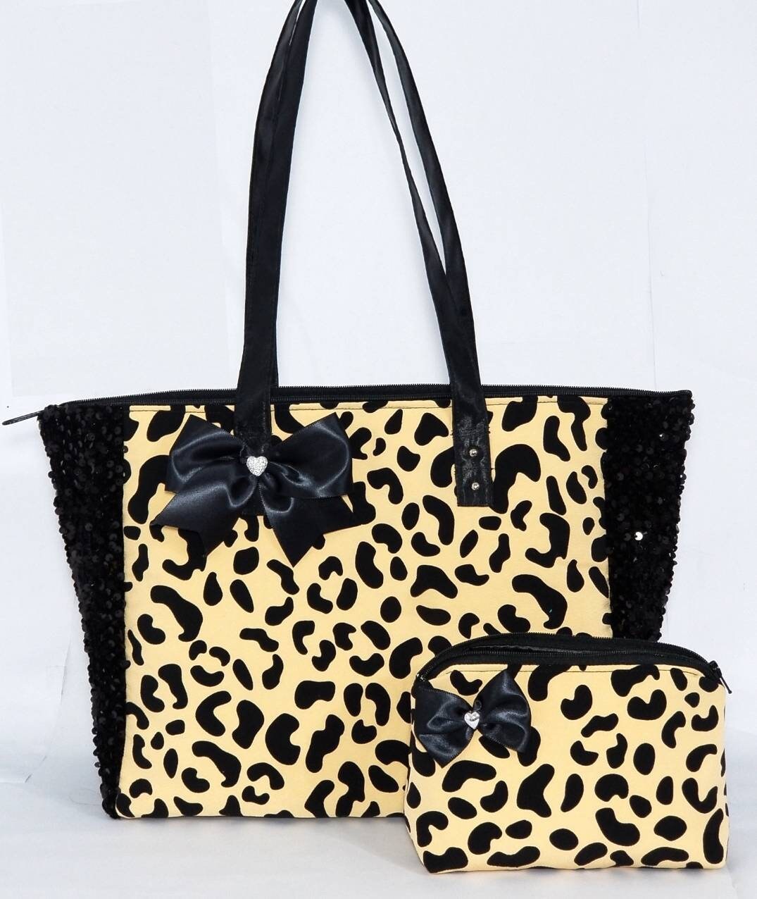 Custom Handbag Cheetah Leopard Black Sparkle. Matching Makeup - Etsy