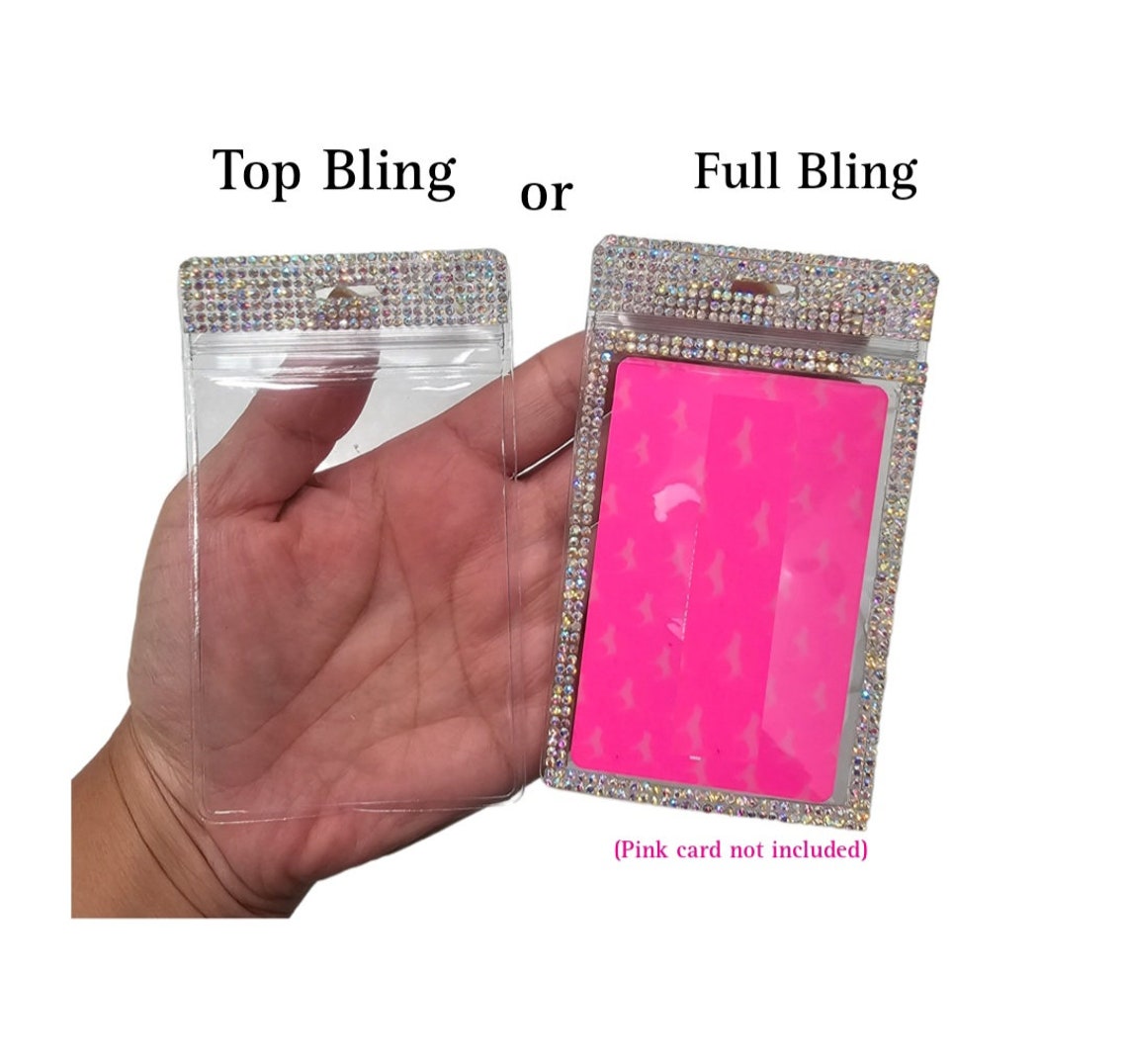 ID Badge Holder Color Horizontal Vertical Rhinestones Transparent Clear ...