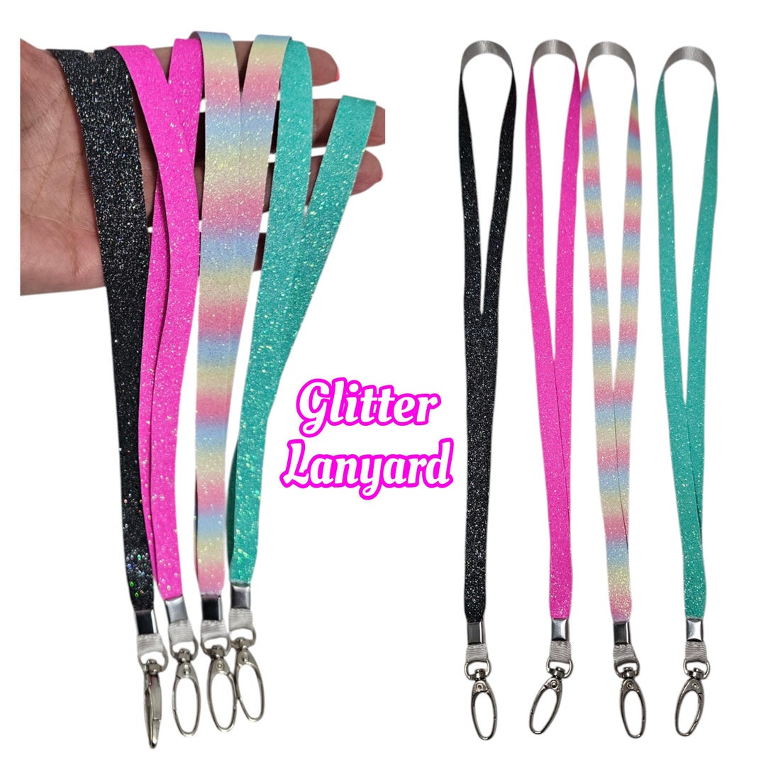 Glitter Lanyard Work Name Badge Holder Necklace Sparkle Custom Bling ...