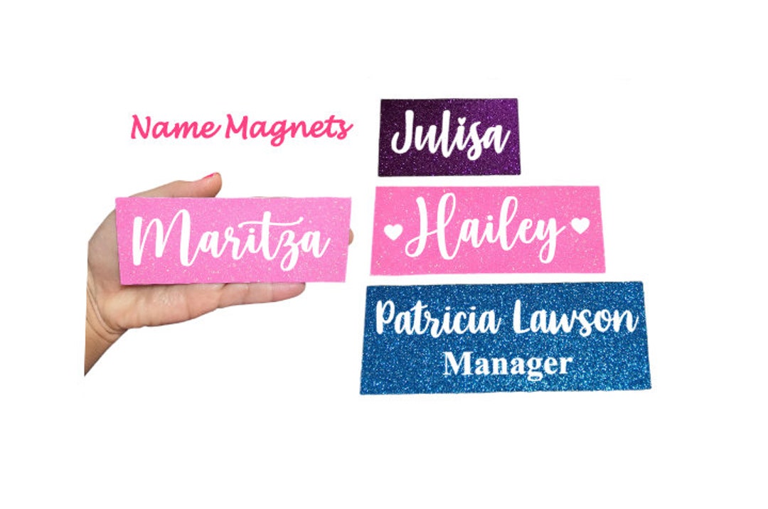White Board Locker Magnets Name Gloss Sealed Glitter Refrigerator Decor ...