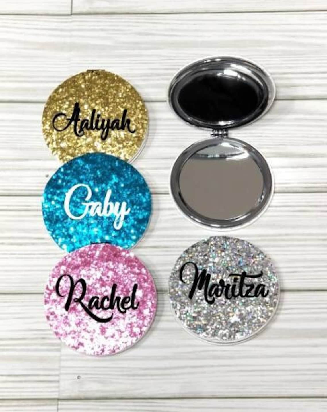 Glitter Compact Mirror Travel Size Gloss Sealed Sparkle - Etsy